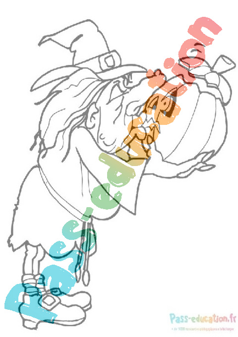 Coloriage gratuit : Sorcière - PDF à imprimer
