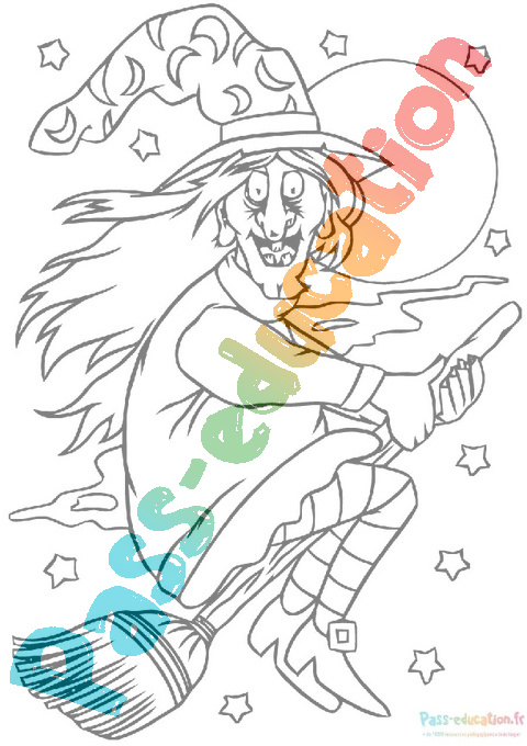 Coloriage gratuit : Sorcière - PDF à imprimer