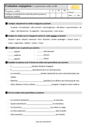 Examen Présent de l'indicatif : 4eme Primaire - Bilan et controle corrigé