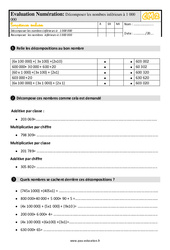 Examen Numération : 5eme Primaire - Bilan et controle corrigé