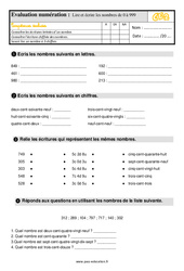 Numération : 3eme Primaire - Soutien scolaire : exercice évaluation ...