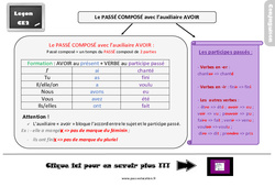 Passé composé : 3eme Primaire - Exercice évaluation révision leçon