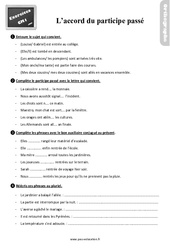 Exercice Accord du participe passé : 4eme Primaire