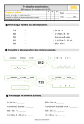 Numération : 3eme Primaire - Soutien scolaire : exercice évaluation ...