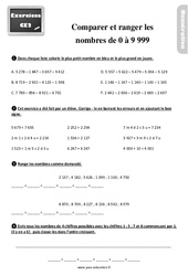 Exercice Numération : 3eme Primaire