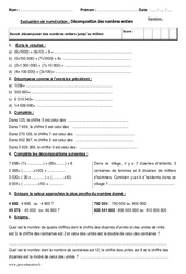 Numération : 5eme Primaire - Soutien scolaire : exercice évaluation ...