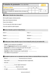 Français : 4eme Primaire - Exercice évaluation révision leçon