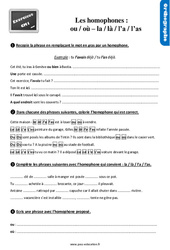 Homonymes, homophones : 4eme Primaire - Exercice évaluation révision leçon