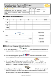 Multiplication : 5eme Primaire - Exercice évaluation révision leçon